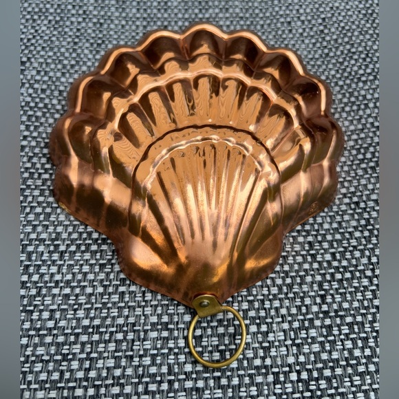 Other | Vtg Sea Shell Copper Jello Mold Cake Kitchen Pan Coastal Beach ...